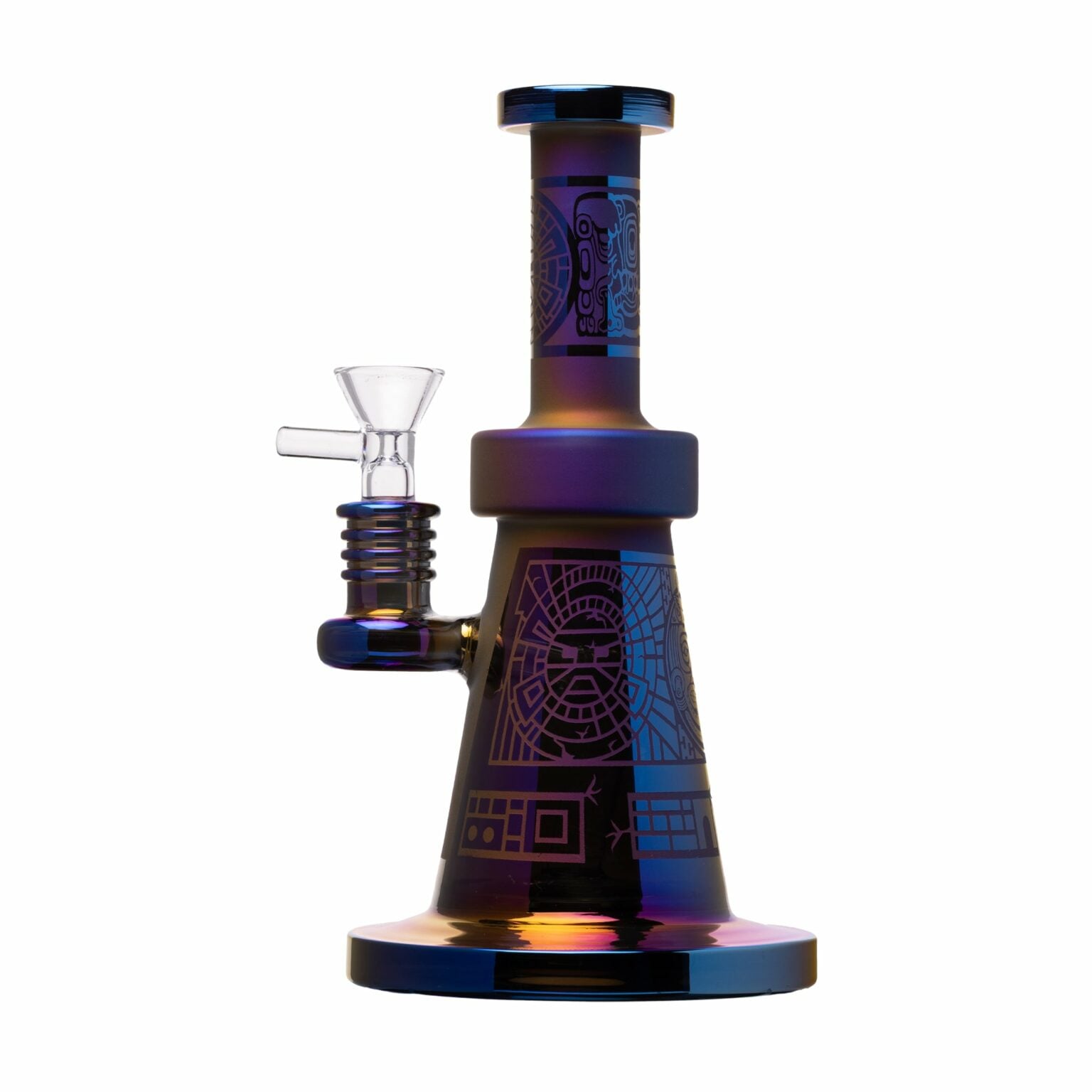 Human Grade Aztec (Sandblasted) Glass Water Pipe | Cannabox